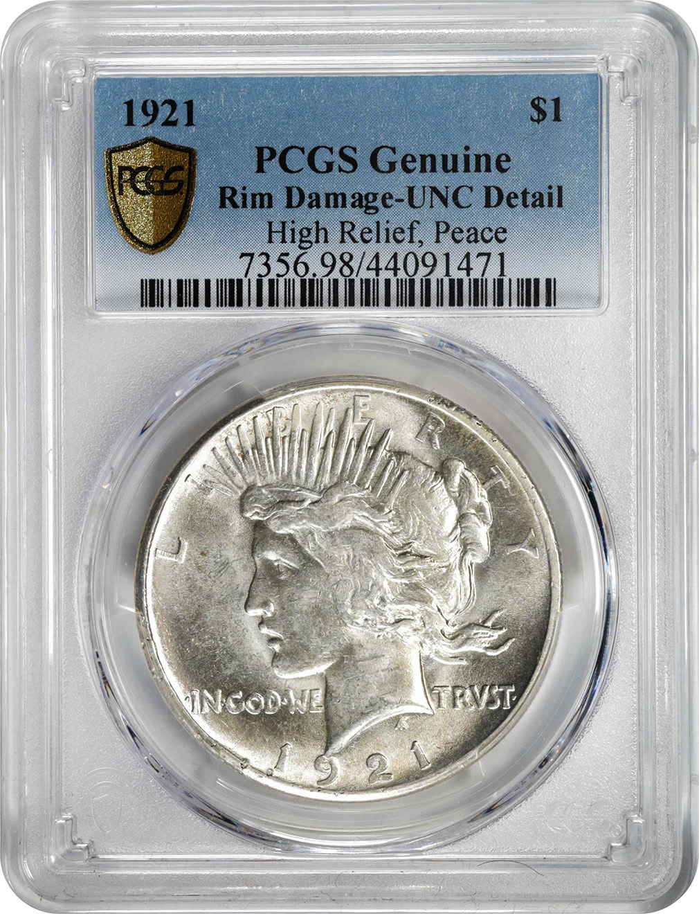 Collectors Corner - 1921 $1 High Relief, Peace MS63 PCGS - #63350388
